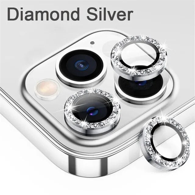 For IPhone 15 14 13 12 11 Pro Max Plus Glass Diamond Glitter Metal ...