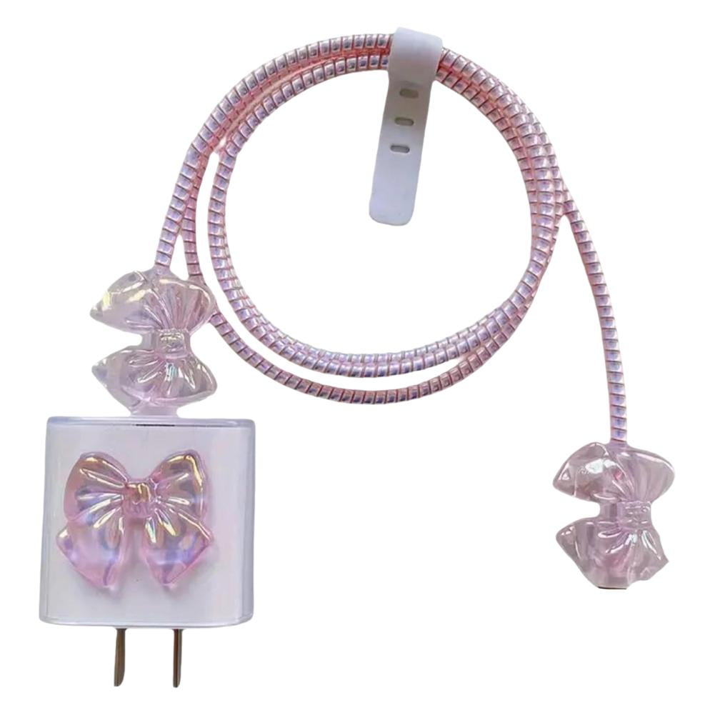 For IPhone 18W/20W USB-C Charger Cover Cute 3D Bow Tie CS Clear Design ...