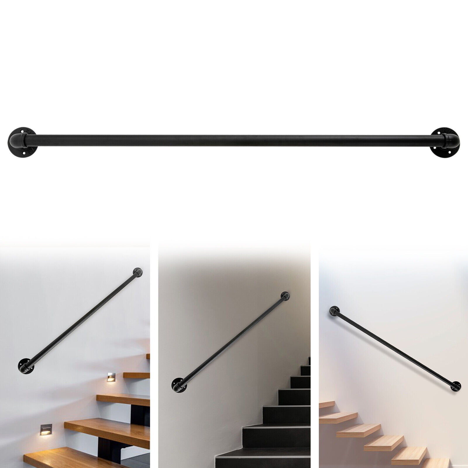 For In/Outdoor Black Modern Handrail 4ft Stair Assisting Railing Wall ...