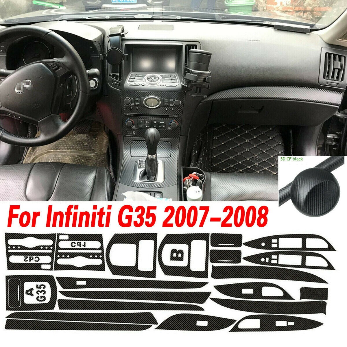 For Infiniti G35 2007-2008 3D Carbon Fiber Pattern Interior DIY Trim ...