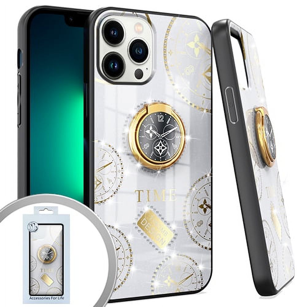 For Iphone 13 Pro Max 6.7 Bling Ring Case Time White - Walmart.com