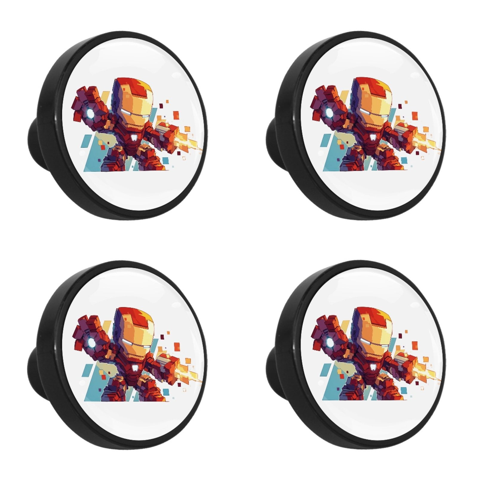 For Iron Man ABS Glass Round Drawer Pulls with Screws - Set of 4PCS, 1 ...