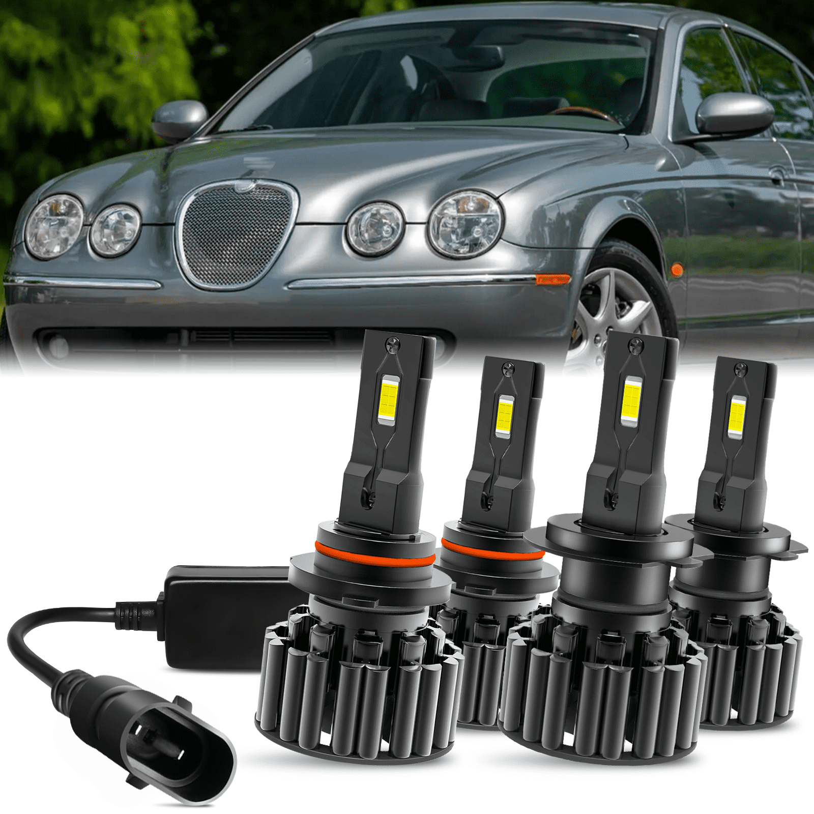For Jaguar S-Type 2000-2005 2006 2007 2008 4pcs LED Headlight Bulbs ...