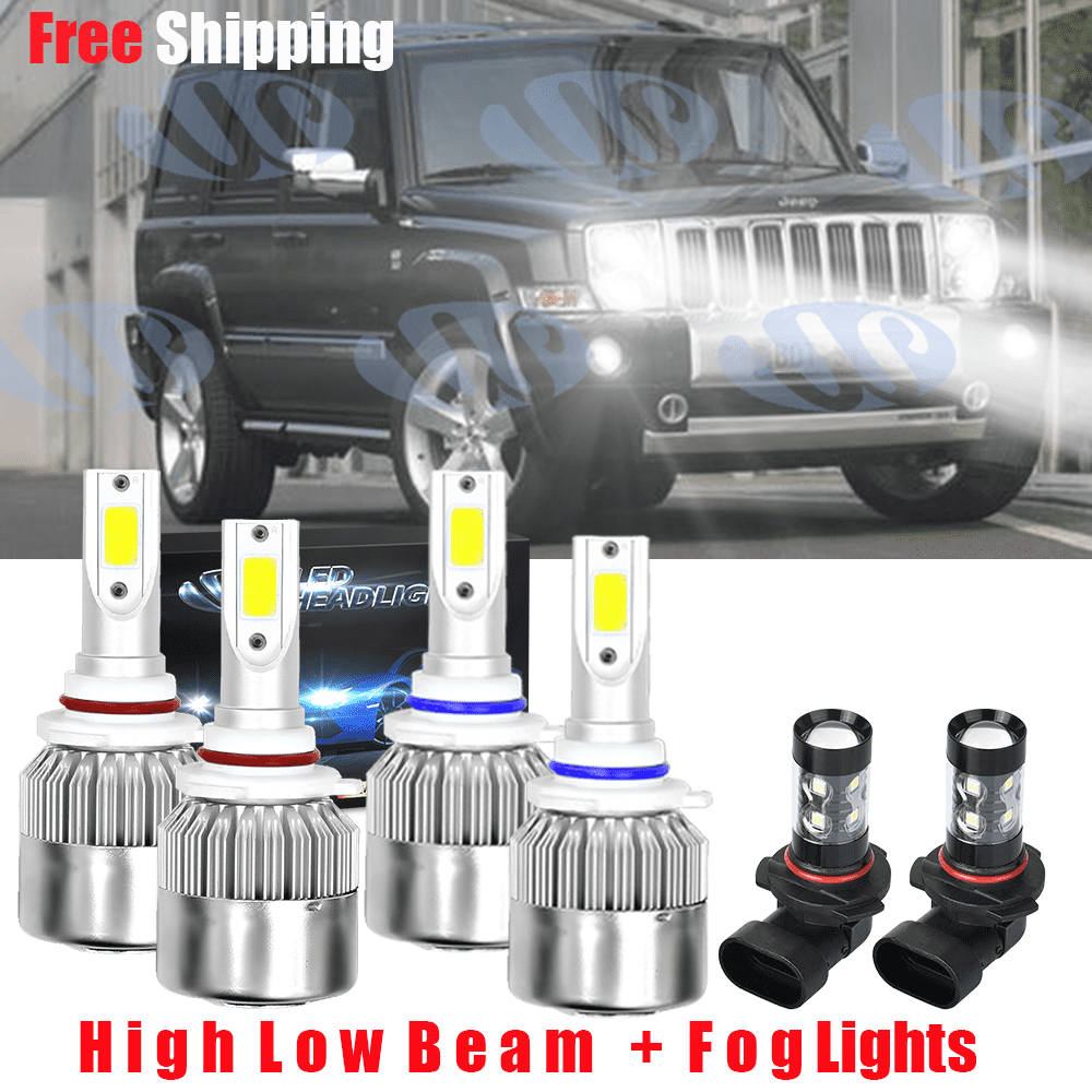 For Jeep Commander 2006-2010 6000K White LED Headlight Fog Light Bulbs ...