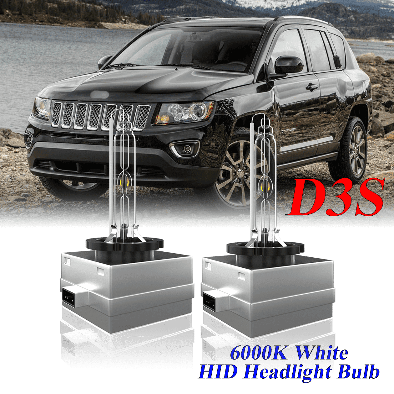 For Jeep Compass 2017 2018 2019 D3S HID Headlight High/Low Beam 6000K ...