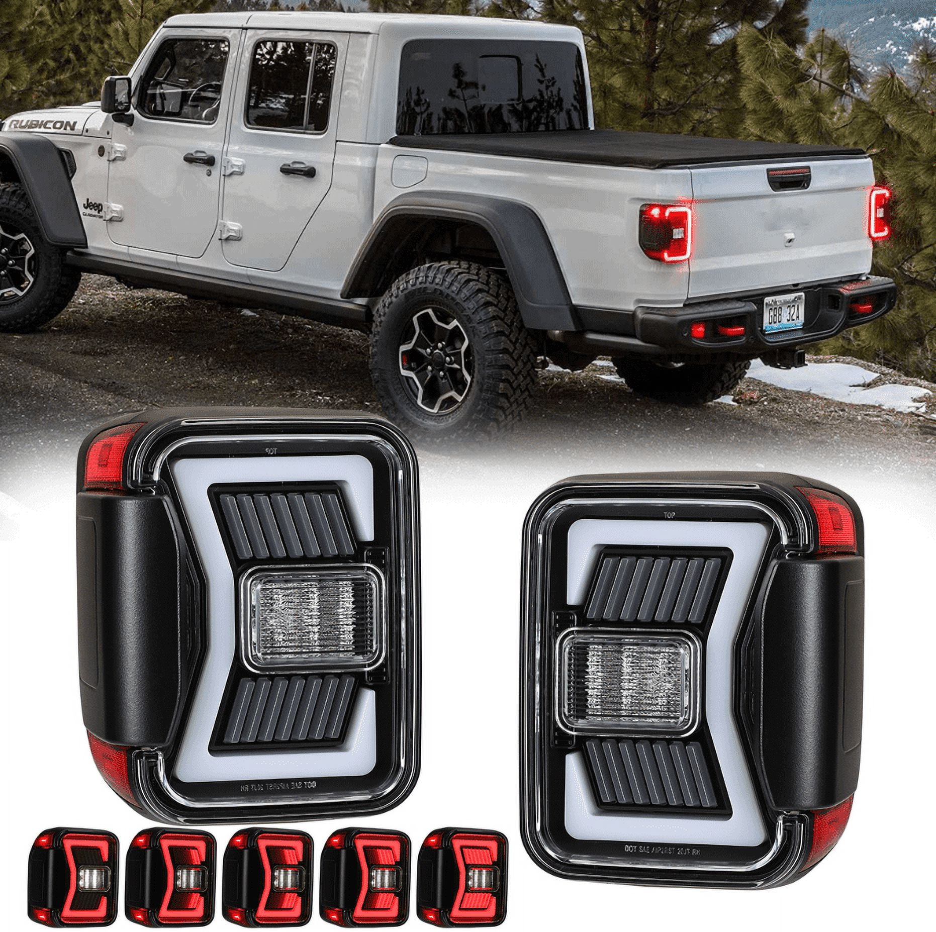 For Jeep Gladiator JT 2019-2021 LED Rear Tail Lights Sequential Lamps ...
