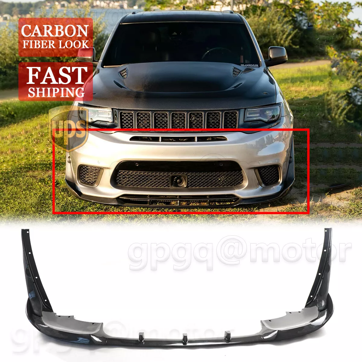 For Jeep Grand Cherokee Trackhawk/SRT 17-21 V4 Carbon Front Bumper Lip ...