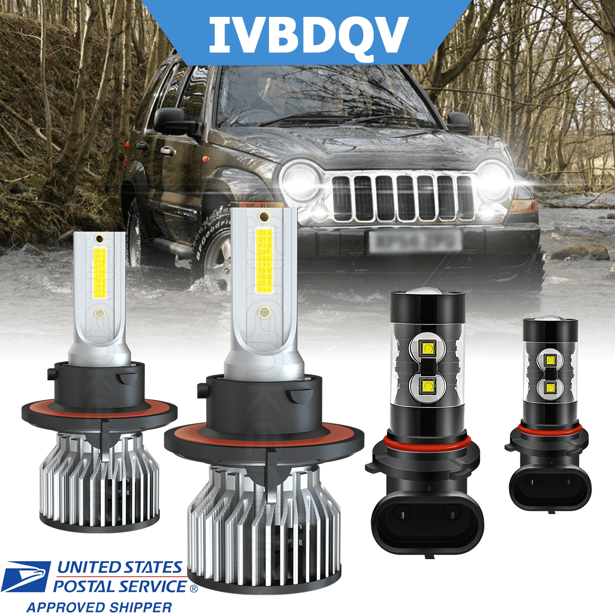 For Jeep Liberty 2008-2012 LED Front Headlight Bulbs H13 High/Low Beam ...