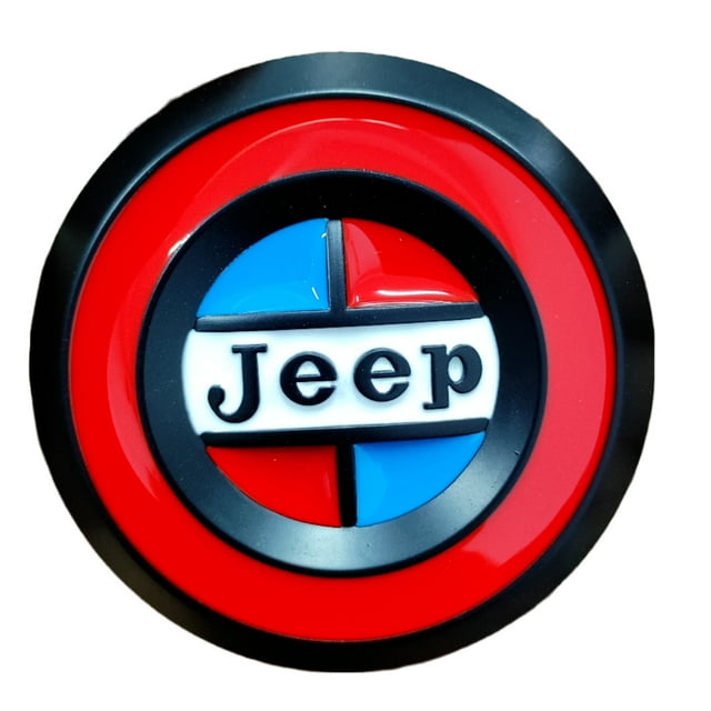For Jeep Round Red Black Metal Emblem Decal Self Adhesive Size 75mm x ...