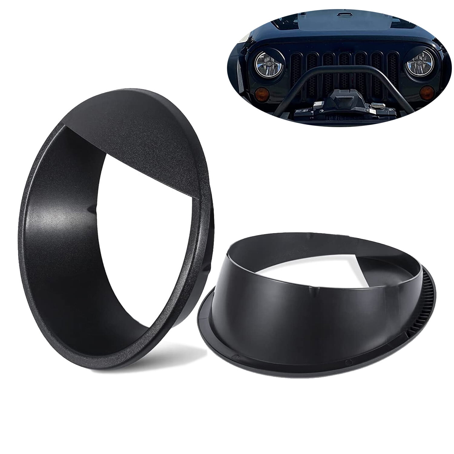 For Jeep Wrangler Front Light Headlight Angry Eyes Style Trim Cover ...