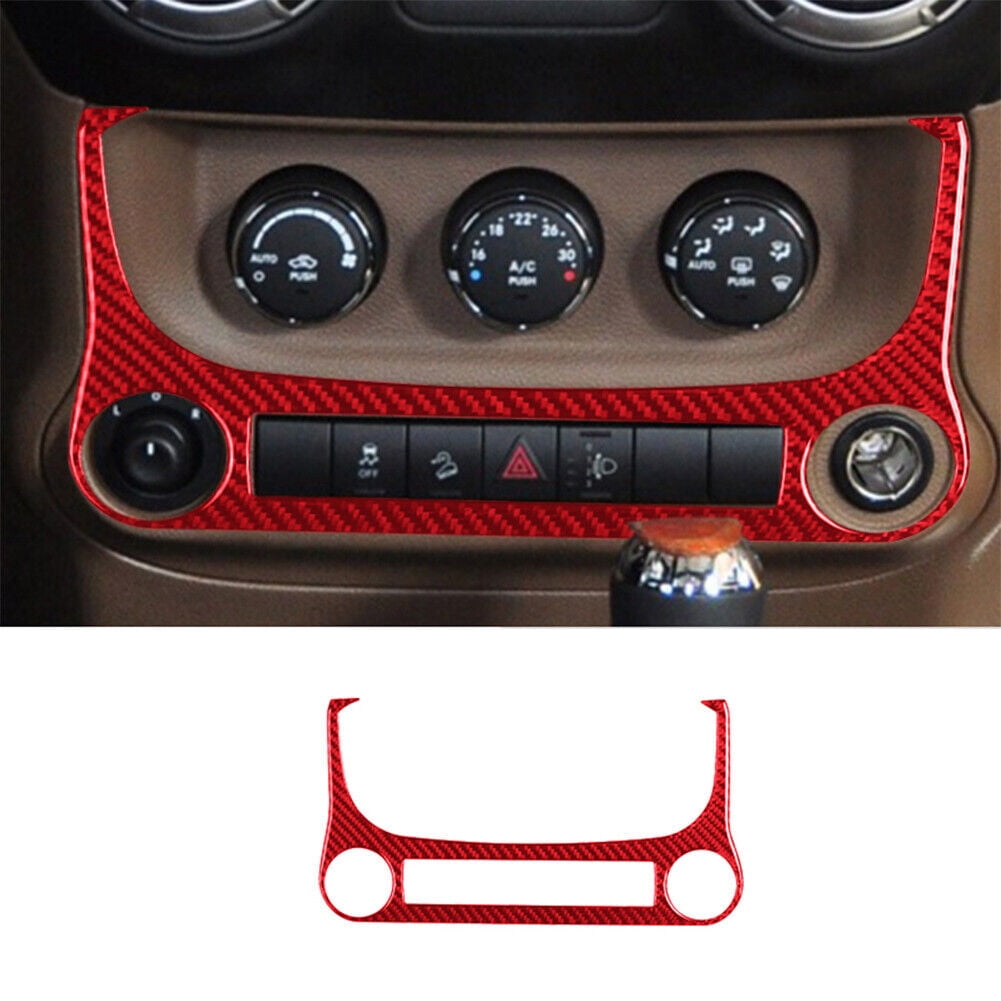 For Jeep Wrangler JK Red Carbon Fiber Interior Below Climate Console ...