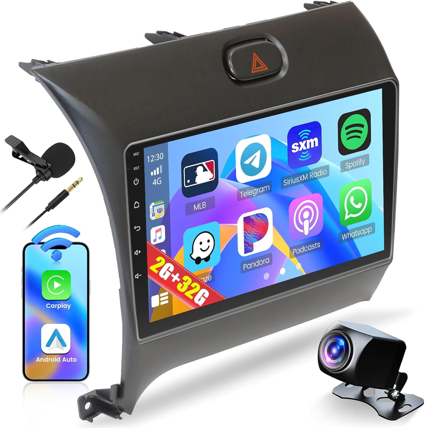 For KIA Forte Cerato K3 2013-2018 with Wireless Carplay Android Auto 9" Radio WiFi GPS ...