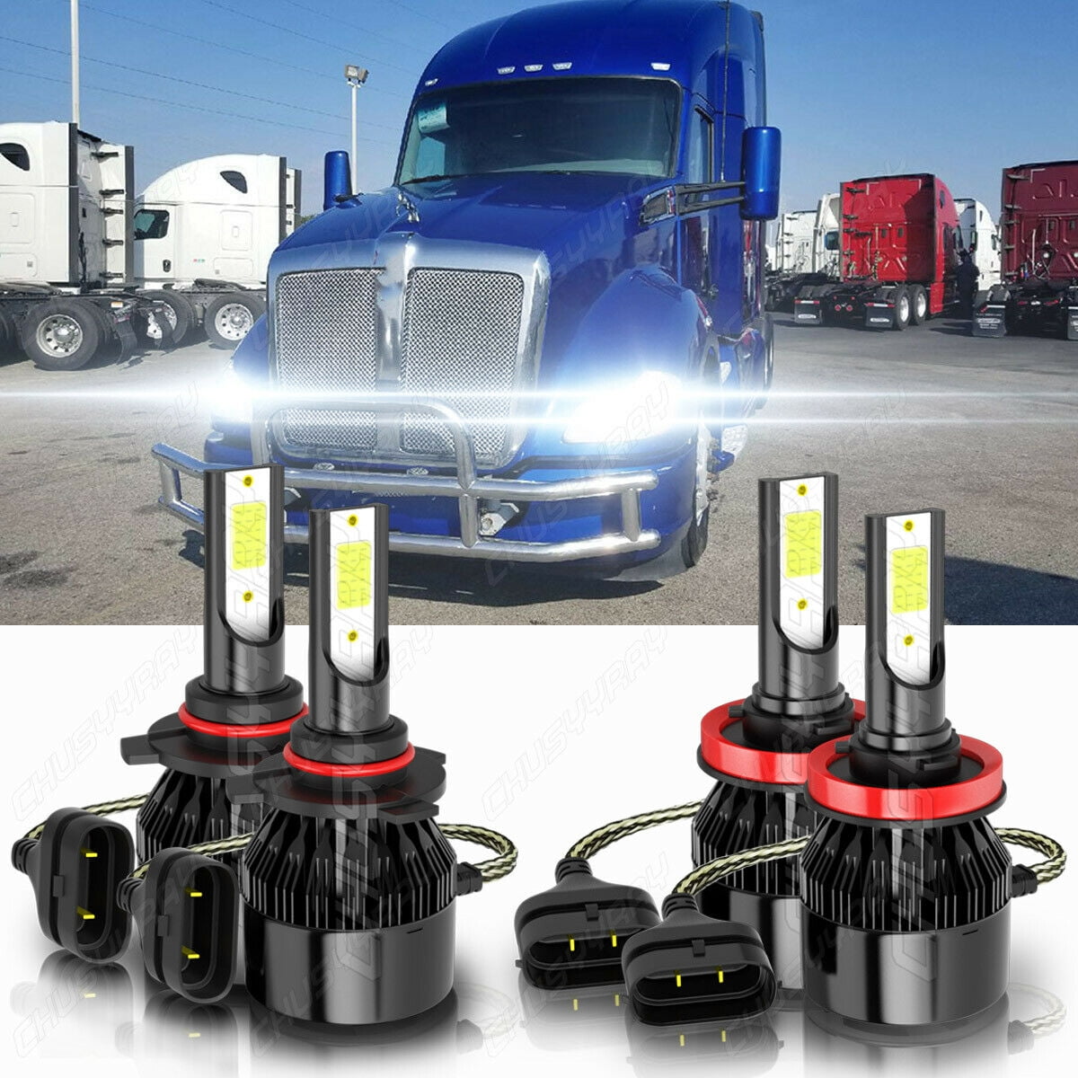 For Kenworth T680 T880 2013-2019 - 4X LED Headlight Kit Bulb High / Low ...