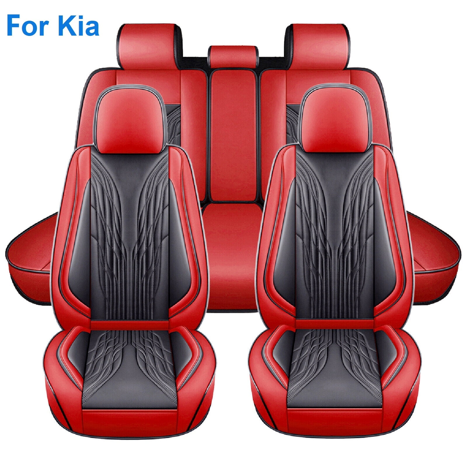 For Kia Forte Car Seat Cover 5 Seats, Deluxe PU Leather 5 Seats Auto ...