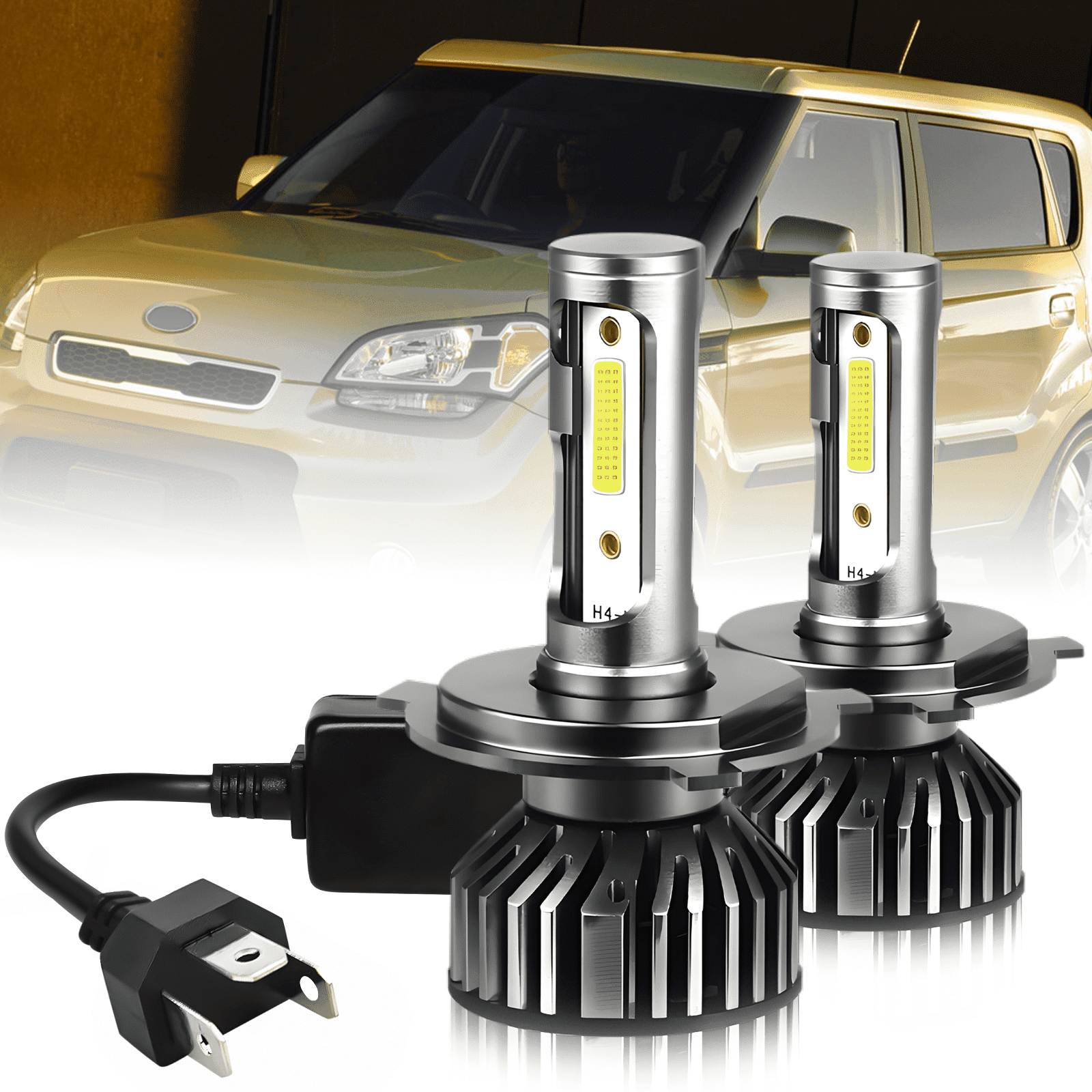 For Kia Soul 2010 2011 2X 9003 LED Headlight Bulb High/Low Beam 6000K ...