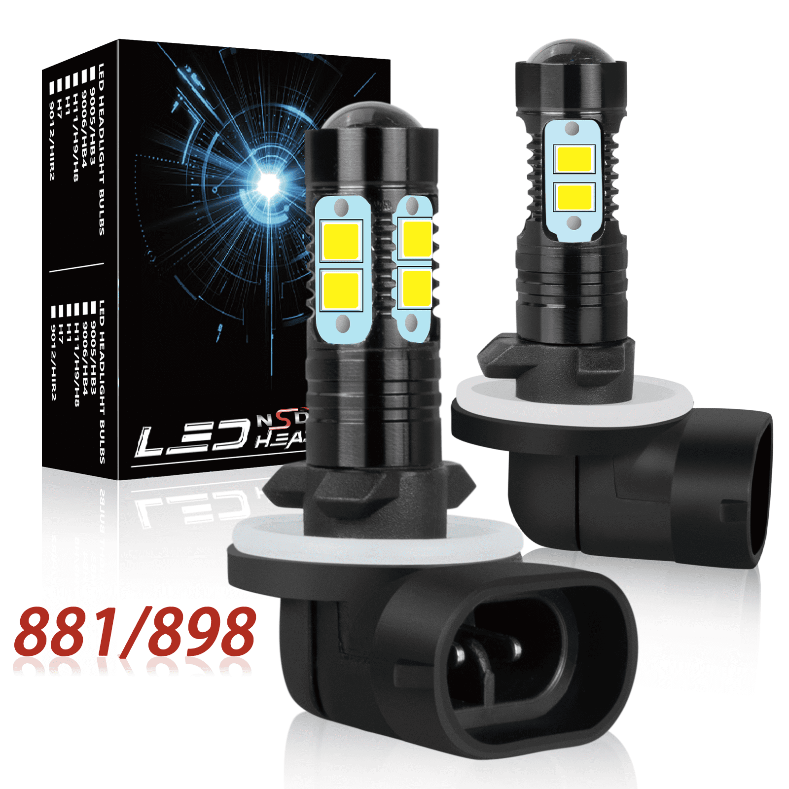 For Kia Spectra 2005-2009 6500K 881 898 LED Headlight Fog Light Bulbs ...