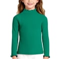 For Kids Lettuce Edge Trim Mock Neck Long Sleeve Slim Fit T-Shirt Tops ...