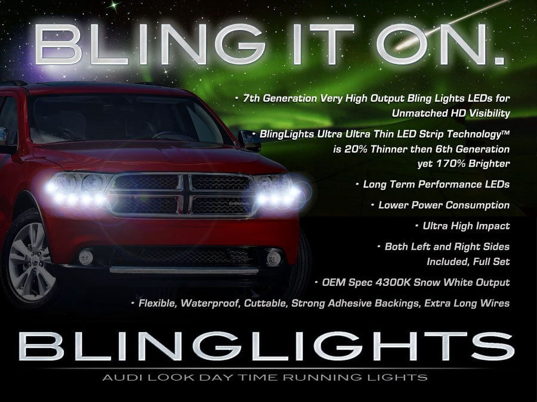 For LED DRL Head Lights Strips Daytime Running Lamps for Dodge Durango ...