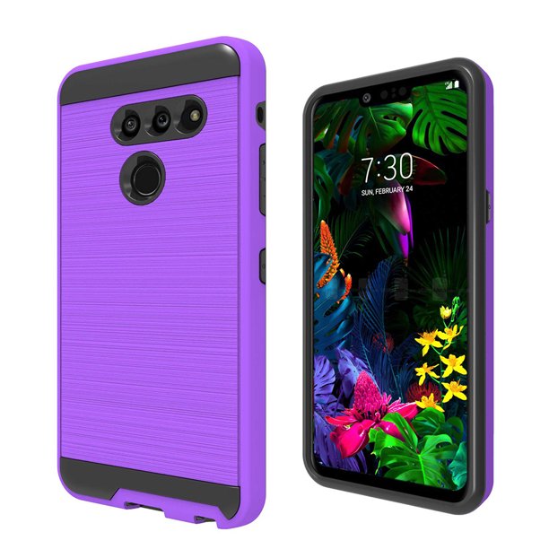 For LG G8 ThinQ [Luxury Brushed] Shockproof Slim Design Armor Defender Dual Layer Hybrid Rugged ...