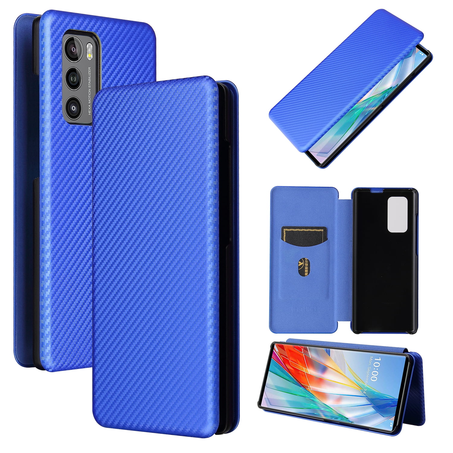 For LG Wing 5G Carbon Fiber Texture Horizontal Flip TPU + PC + PU ...