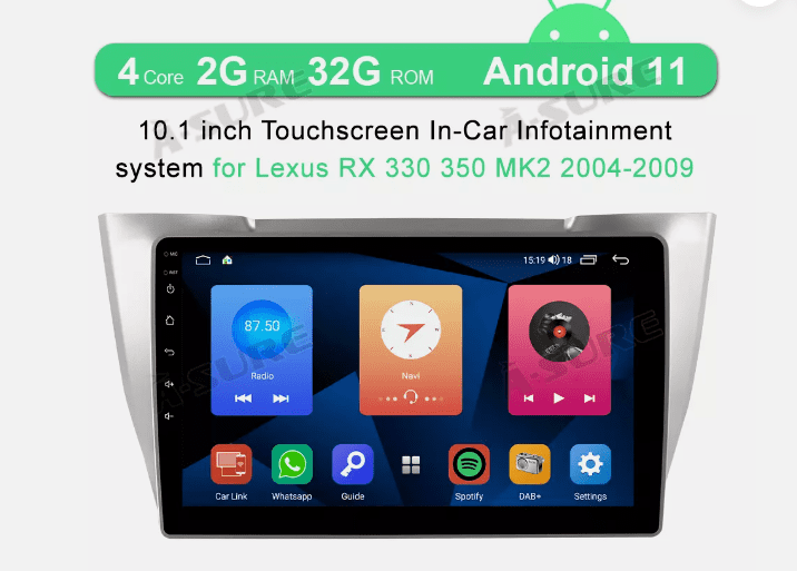 For Lexus RX300/330/350 2003-2010 Wireless Carplay Android Car Stereo Support Wireless Android ...