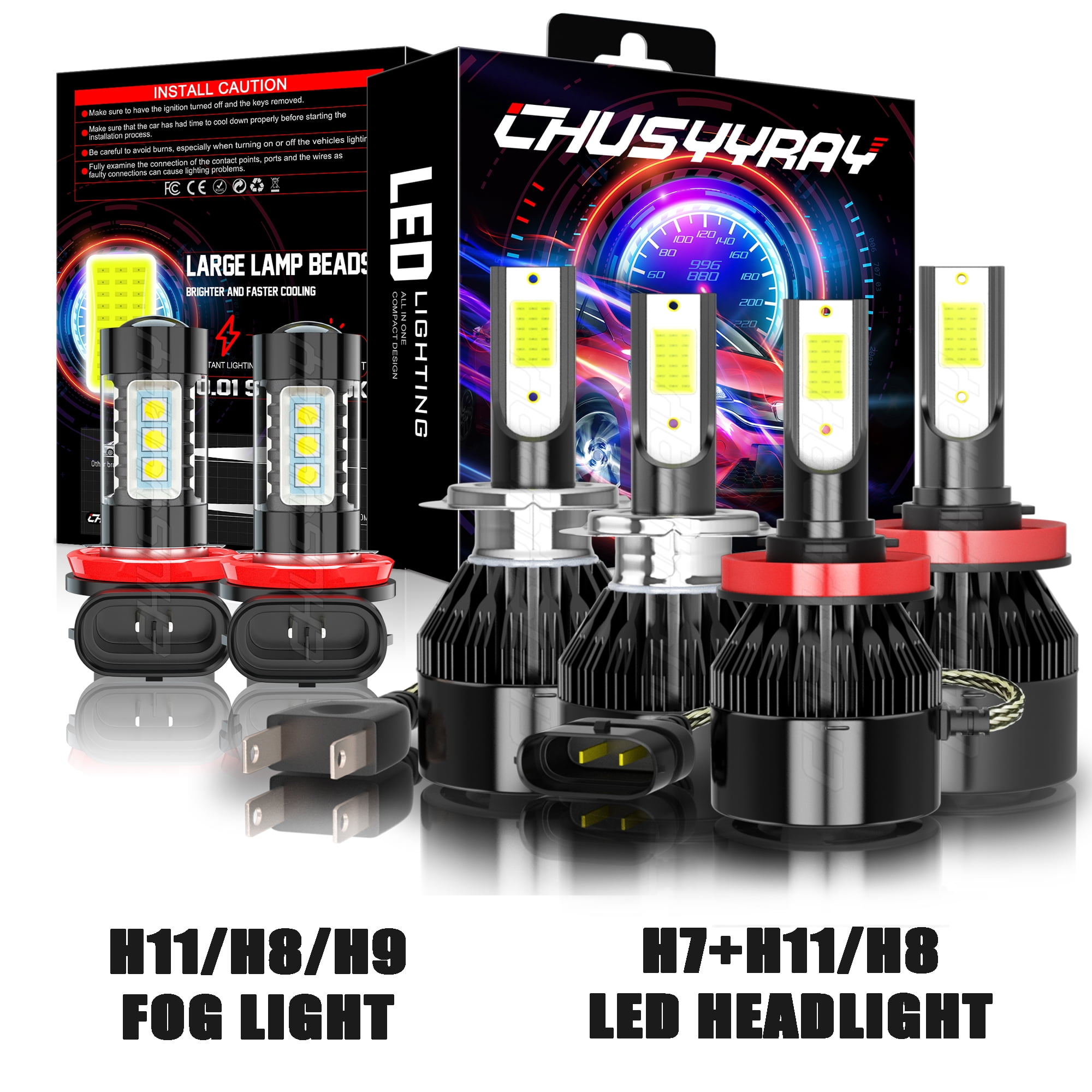 For Lincoln MKZ 2007-2012 6000K Front LED Headlights High Low + Fog ...