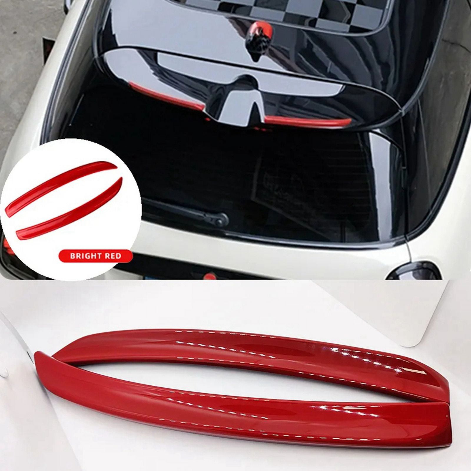 For MINI F55 F56 Red Car Rear Trunk Roof Spoilers Primer Auto Tail Wing ...