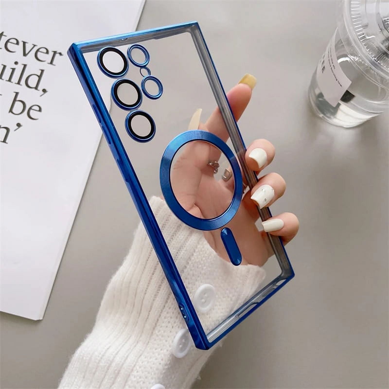 For Magsafe Plating Clear Magnetic Wireless Charge Case For Samsung Galaxy S22 S21 S20 FE S23 ...