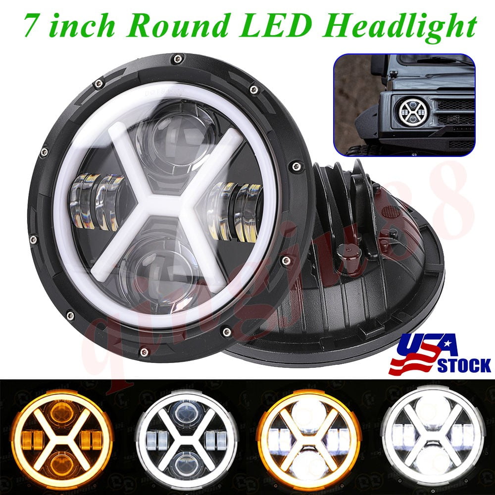 For Mazda 1979-85 RX7 Miata 1x 7" Inch Round LED Headlights Halo DRL Hi ...