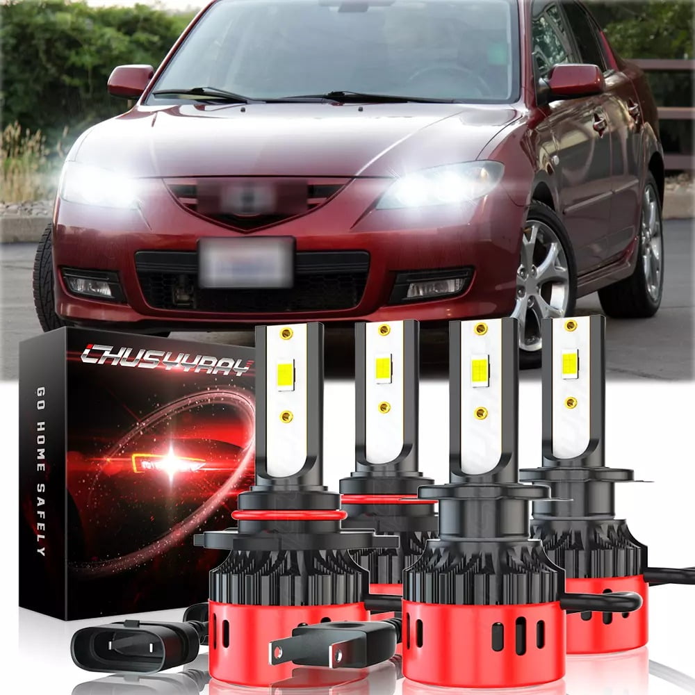 For Mazda 3 2007 2008 2009 9005+H7 LED Headlight High Low Beam Bulbs ...