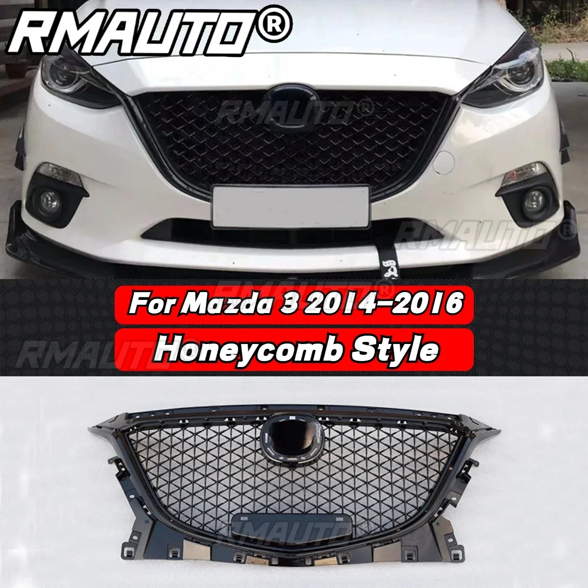 For Mazda 3 Axela 2014-2016 Diamond Style Front Bumper Grille Racing ...