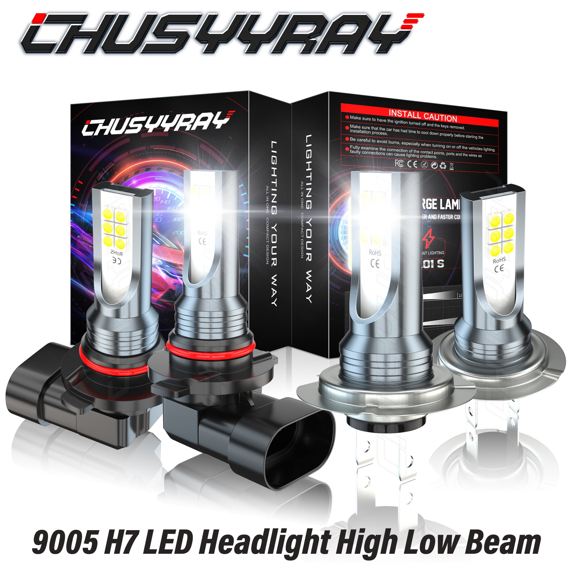 For Mazda 6 2011 2012 2013 9005 H7 LED Headlight High Low Beam Lamps ...