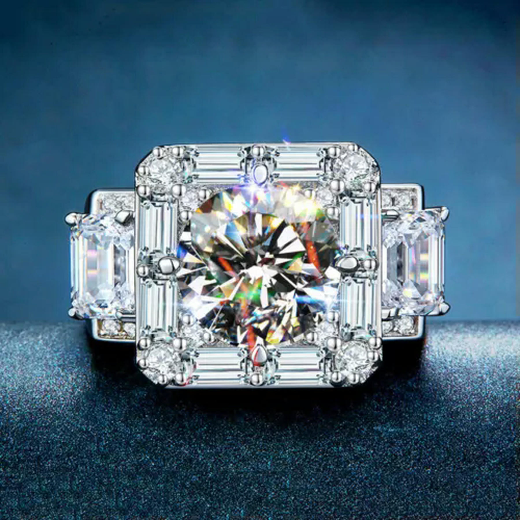 For Men 925 Silver Ring Gorgeous Cubic Zircon Wedding Party Jewelry Sz ...