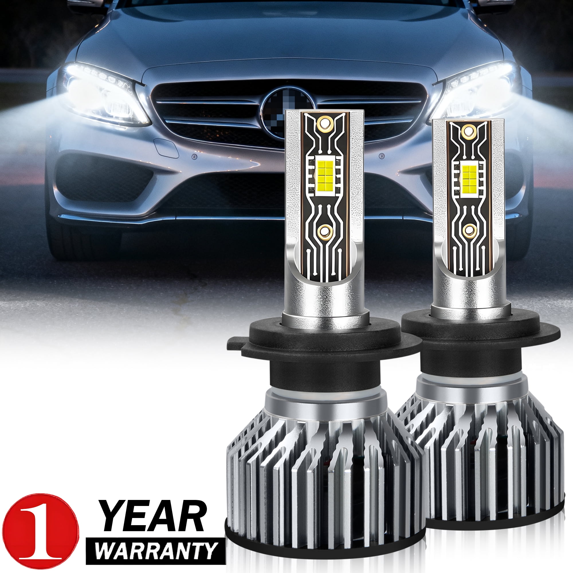 For Mercedes-Benz C300 2008-2017 H7 LED Headlights, Super Bright White ...