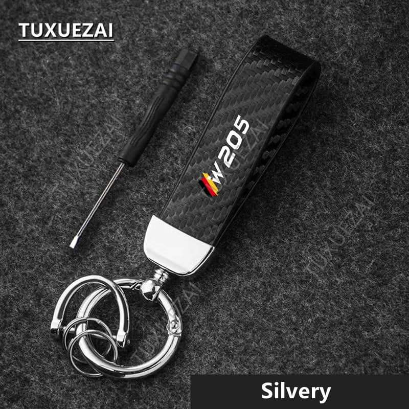 For Mercedes Benz W205 Car Key Chains KeyChain Leather Keyrings Carbon ...