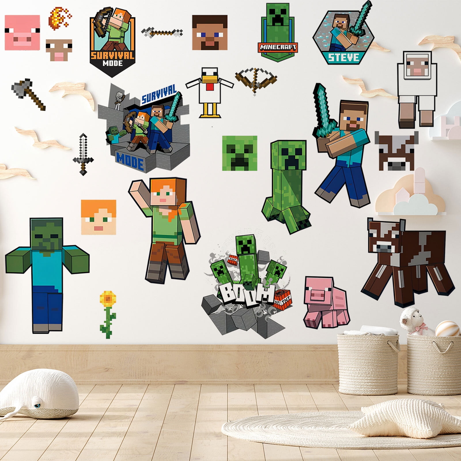 25 Pcs For Minecraft Wall Stickers，Cartoon Character Stickers for ...