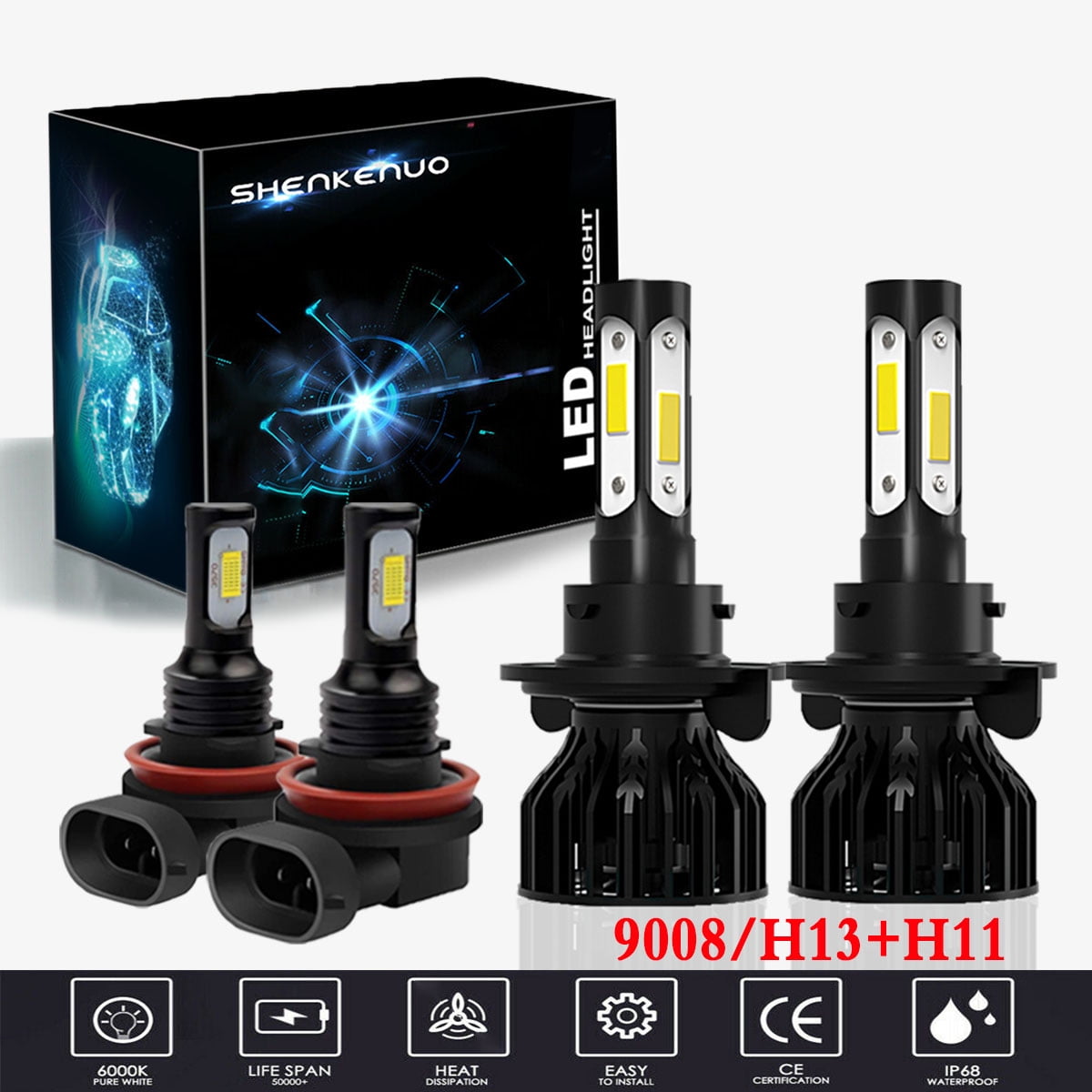 For Mini Cooper 2009-2014 LED Headlight Bulbs,9008/H13 High beam and ...