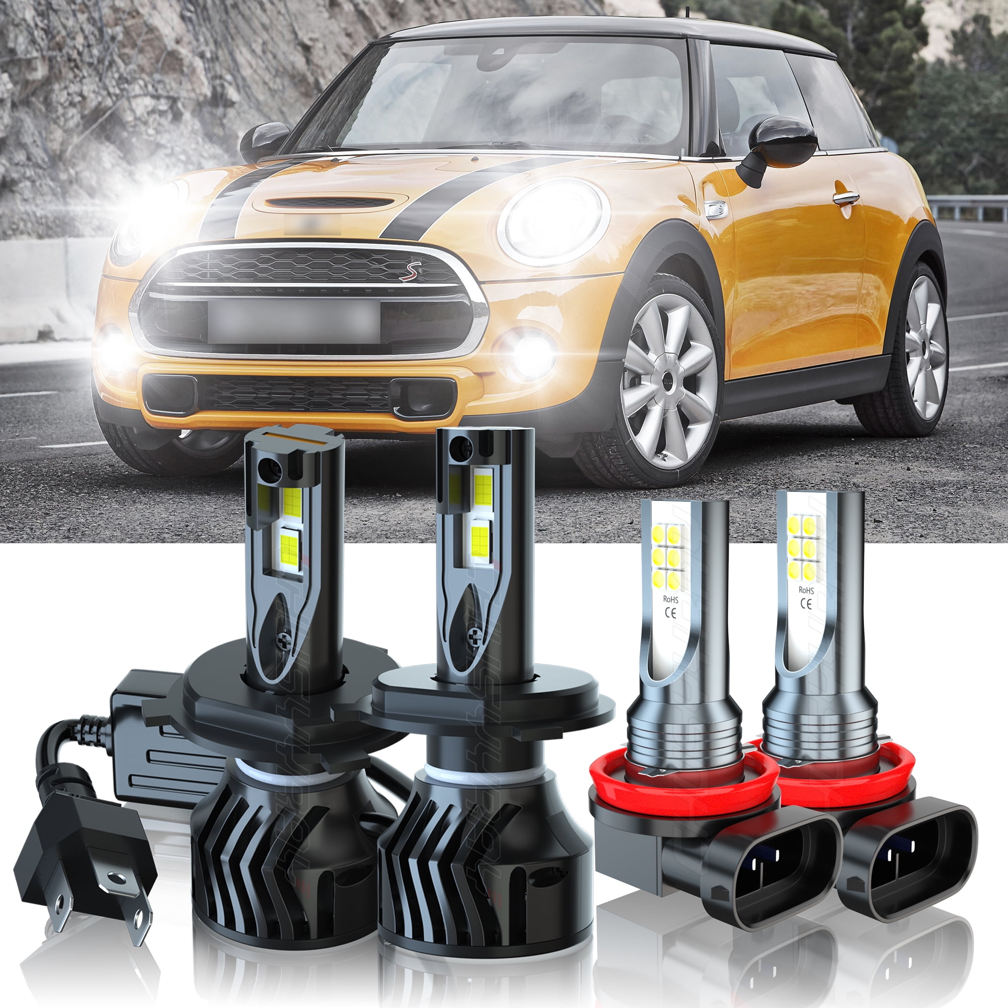 For Mini Cooper 2015 2016 2017 2018 2019 - 4x LED Headlight Fog Light ...