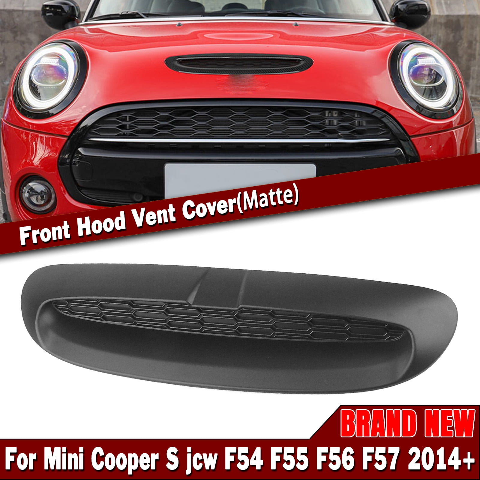 For Mini Cooper S JCW F54 F55 F56 F57 2014+ Front Hood Scoop Air Vent Carbon Fiber Look Glossy ...