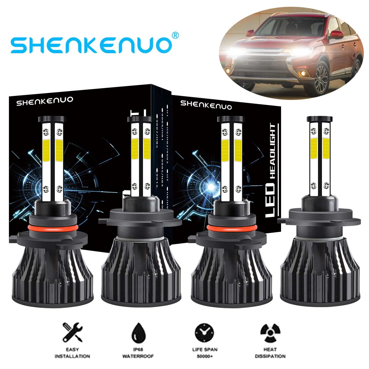 For Mitsubishi Outlander 2017 2018 2019 4x LED Headlight High Low Beam ...