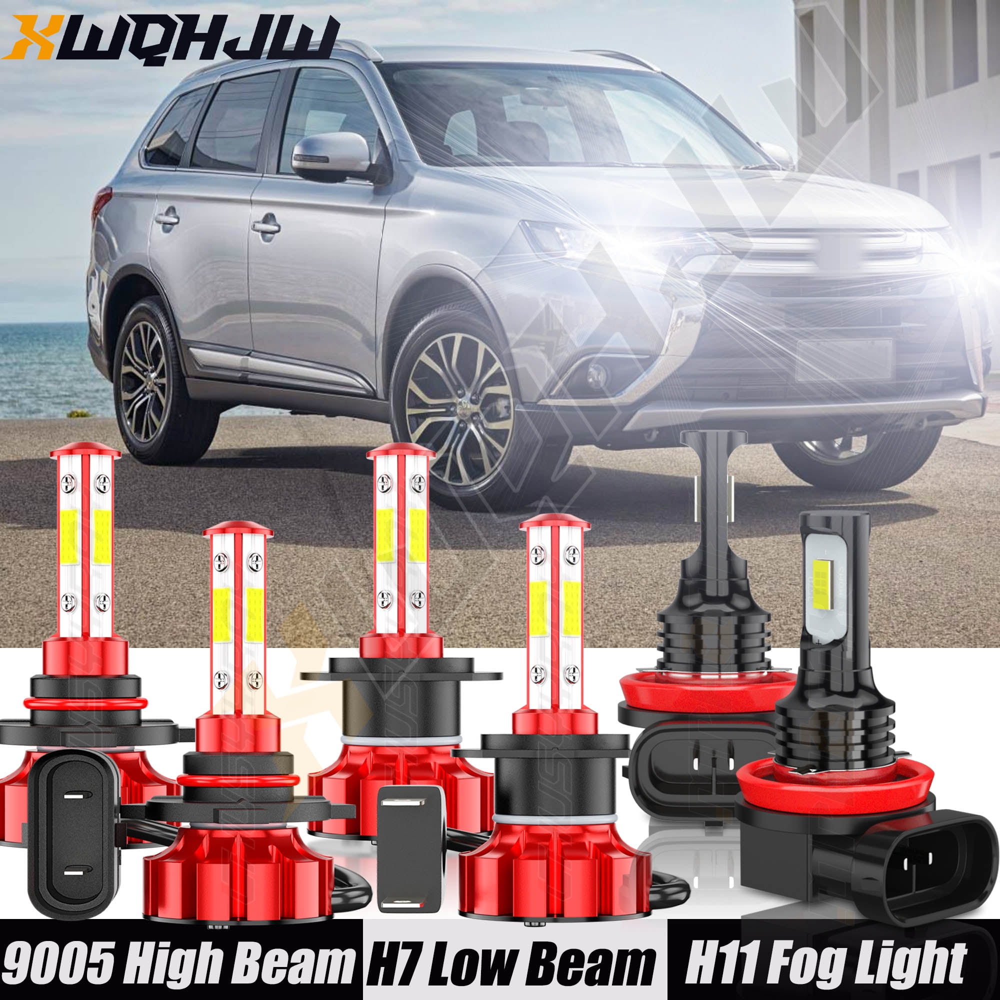 For Mitsubishi Outlander 2018 2019 9005 H7 LED Headlight High Low Beam ...