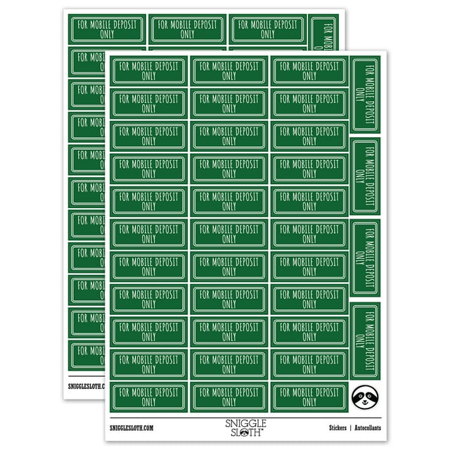 For Mobile Deposit Only Check Sticker Set - Dark Green - Gloss Finish ...
