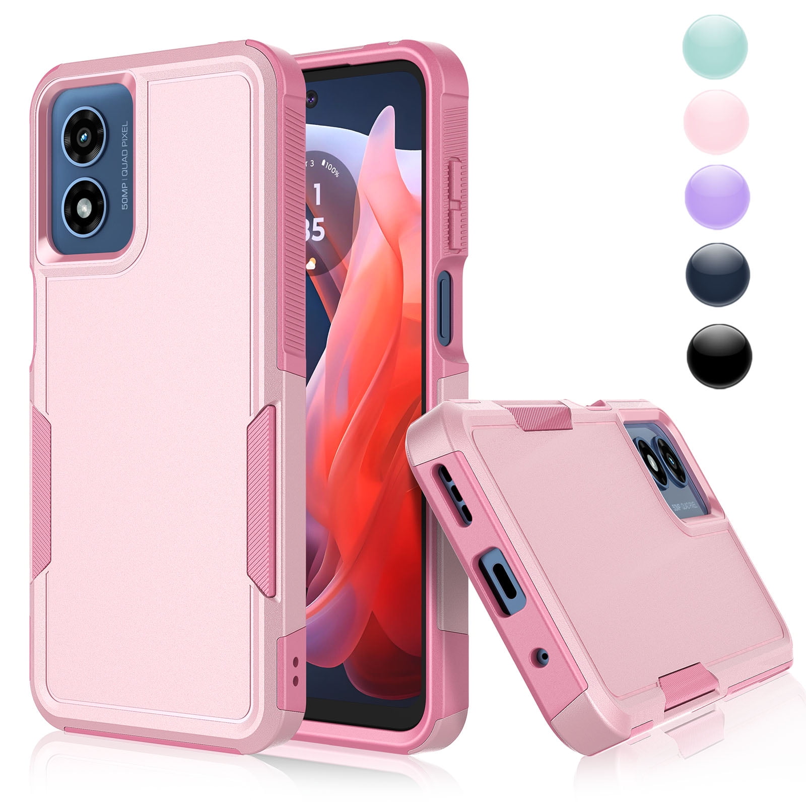 Njjex Shockproof Back Cover Cell Phone Case for Moto G Play 4G, Rose ...