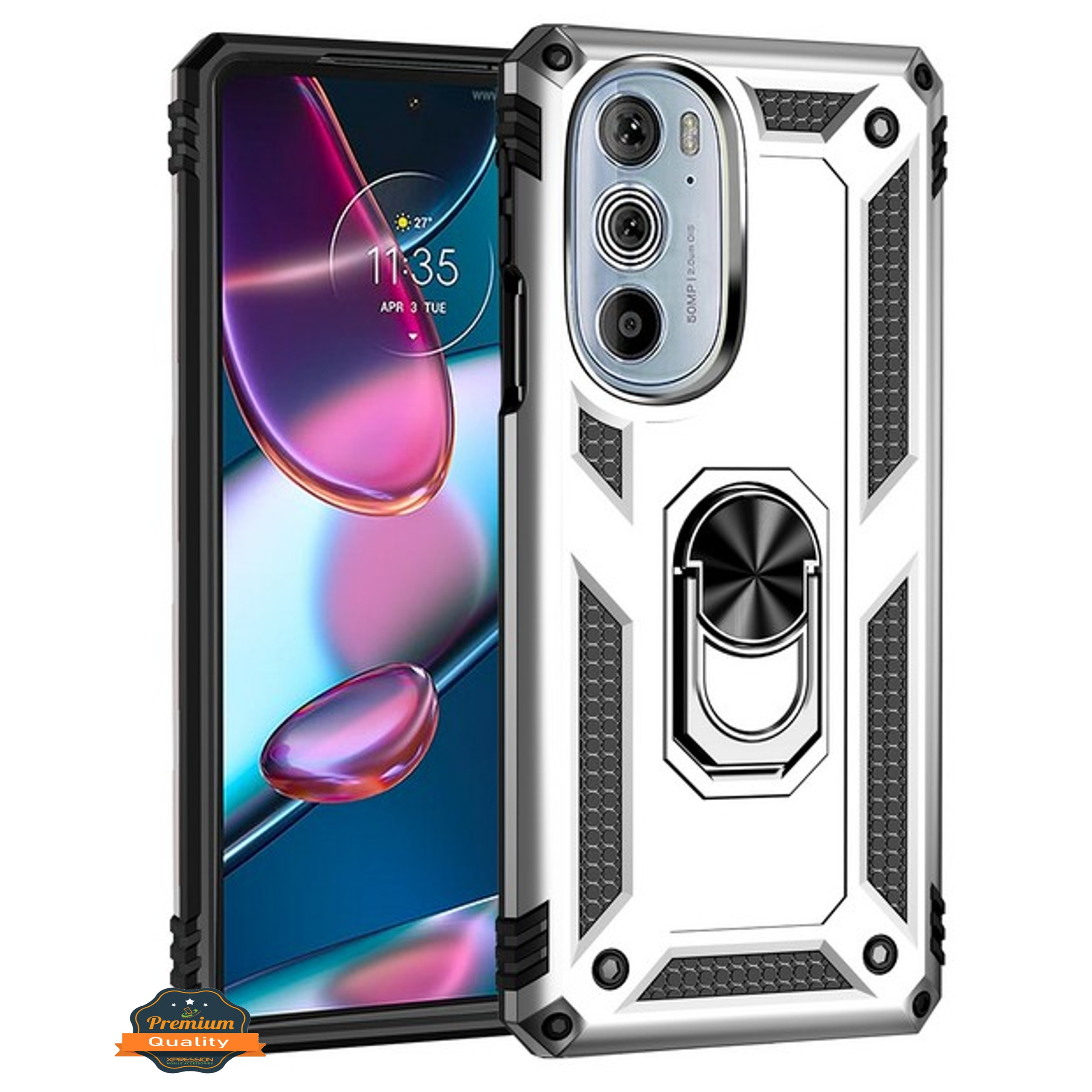 For Motorola Edge 2022 Shockproof Hybrid Dual Layer PC + TPU with Ring ...