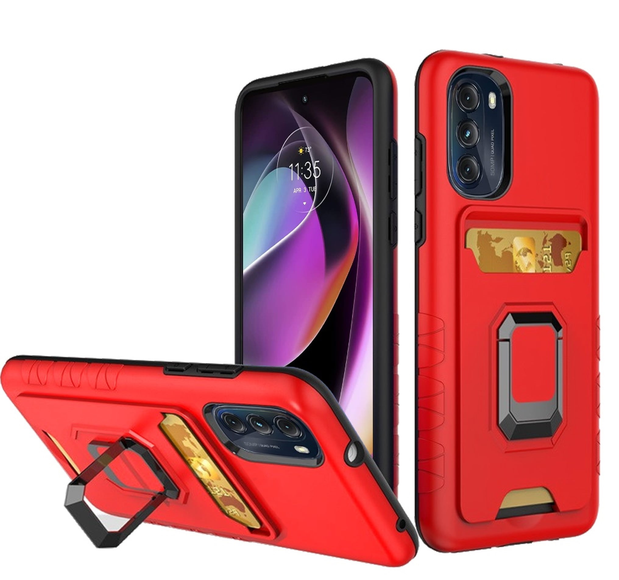 For Motorola Moto G 5G 2022 XT2213DL Card Holder Ring Stand Cover Cell ...