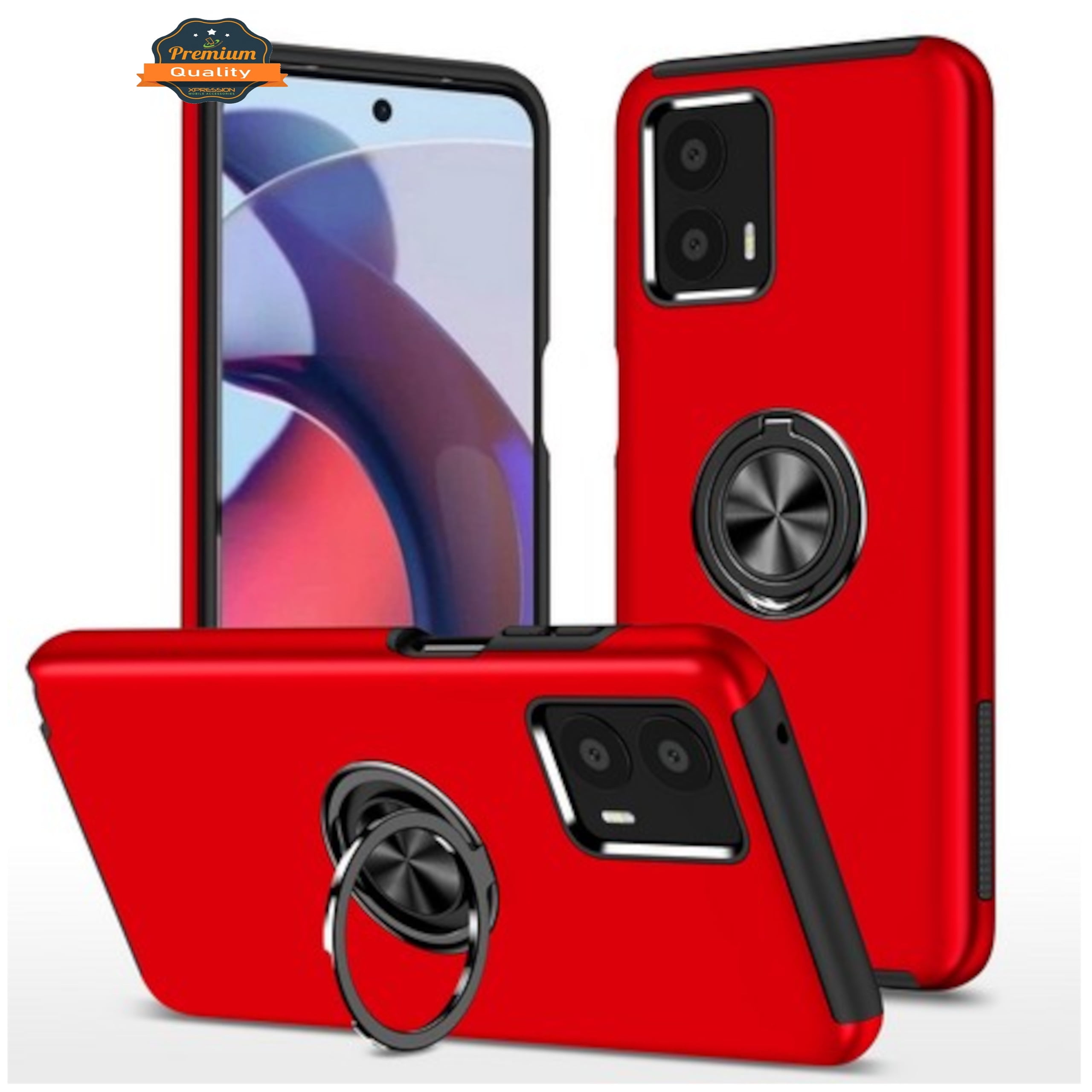 For Motorola Moto G 5G 2024 Hybrid Military Grade with Flat Metal Ring ...