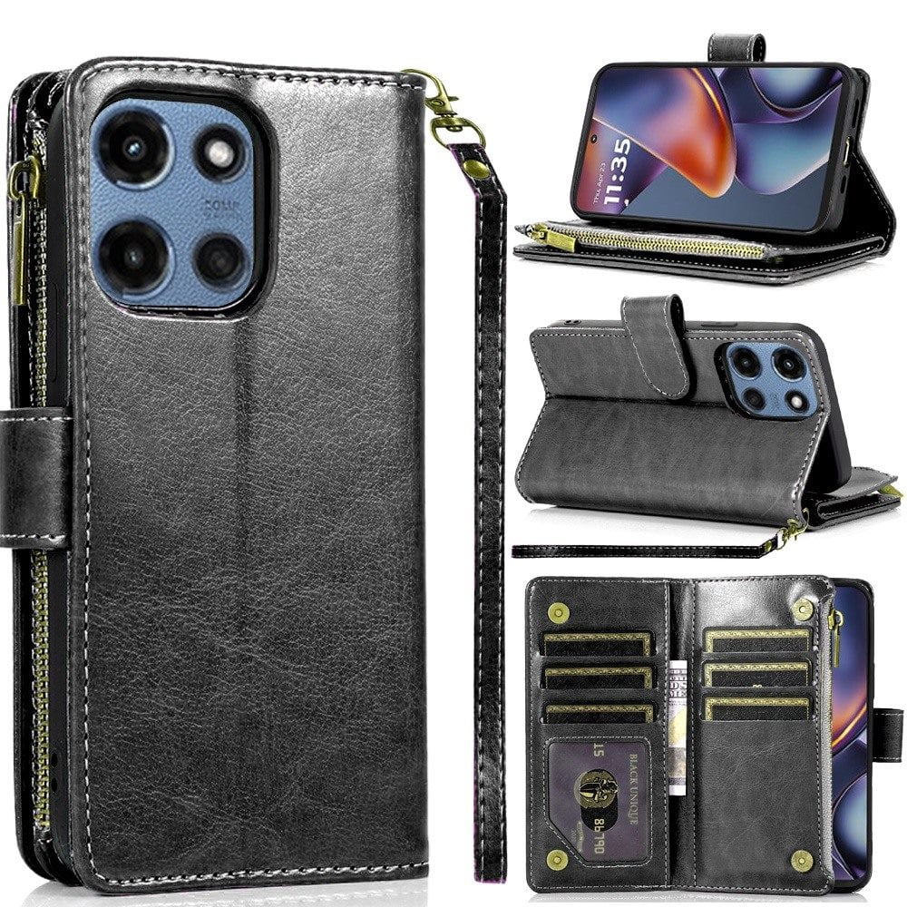 For Motorola Moto G 5G 2025 Luxury Wallet Card ID Zipper Money Holder ...