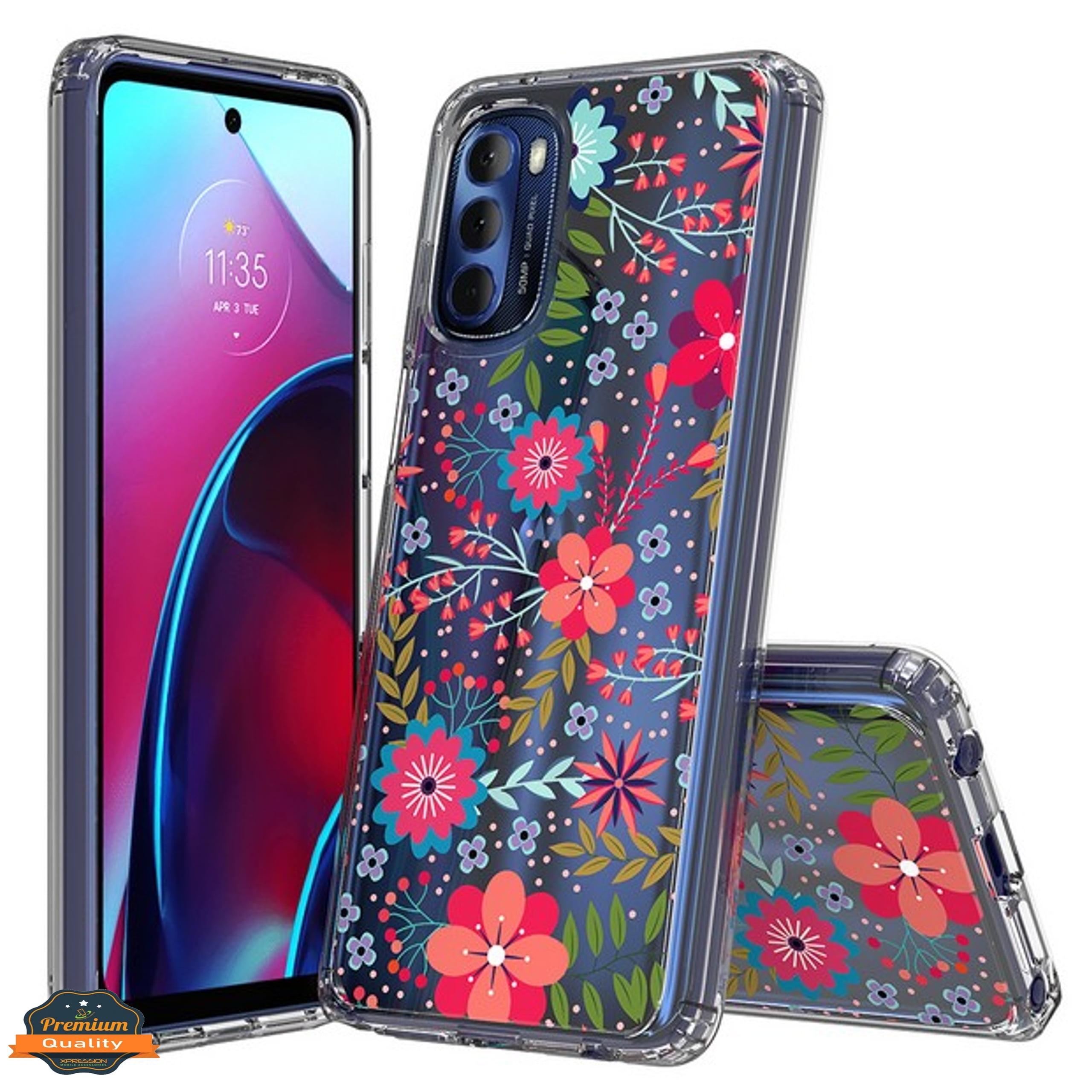 For Motorola Moto G Play 2023 Floral Patterns Design Transparent ...