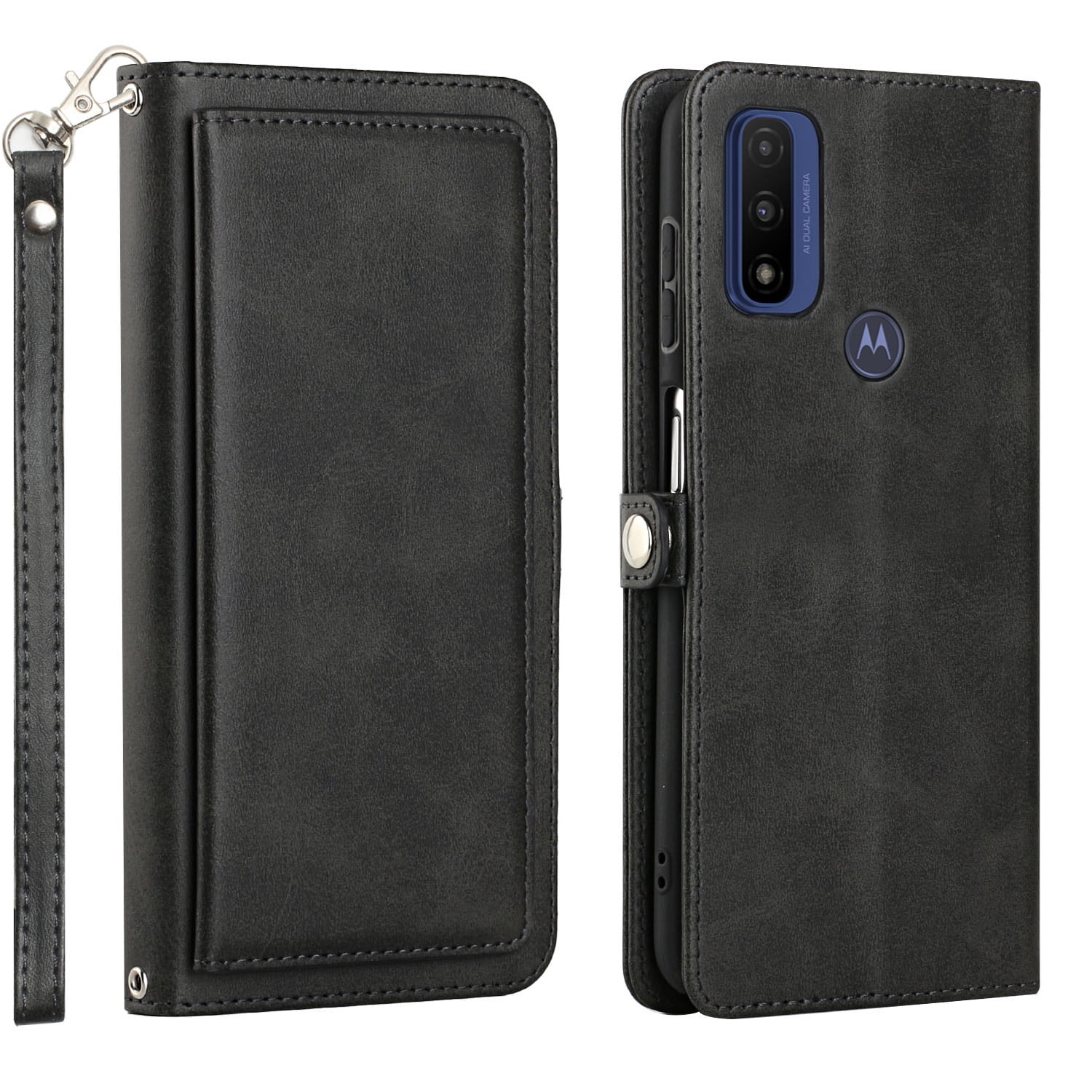 For Motorola Moto G Play 2023 Triple Card Slot Flap Folio Stand Leather ...