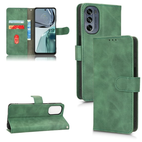 For Motorola Moto G62 Skin Feel Magnetic Flip Leather Phone Case ...